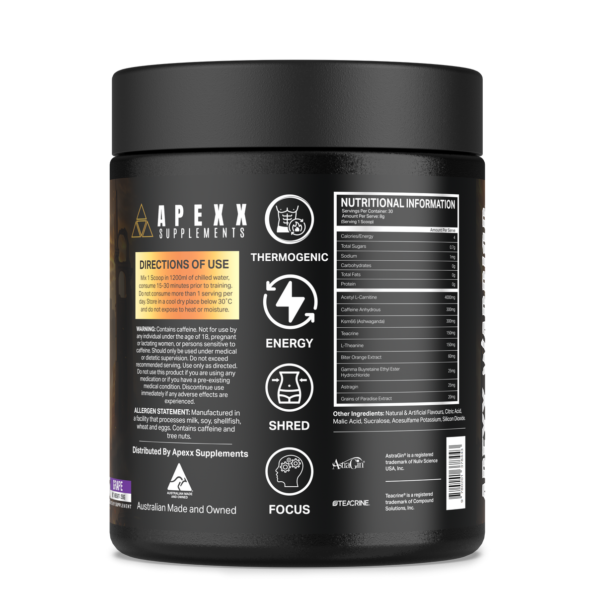 APEXX Warrior Thermogenic - Grape Flavour – Apexx Supplements